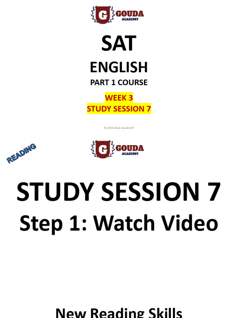 2024 Sat Part 1 Study Session 7 Reading | PDF