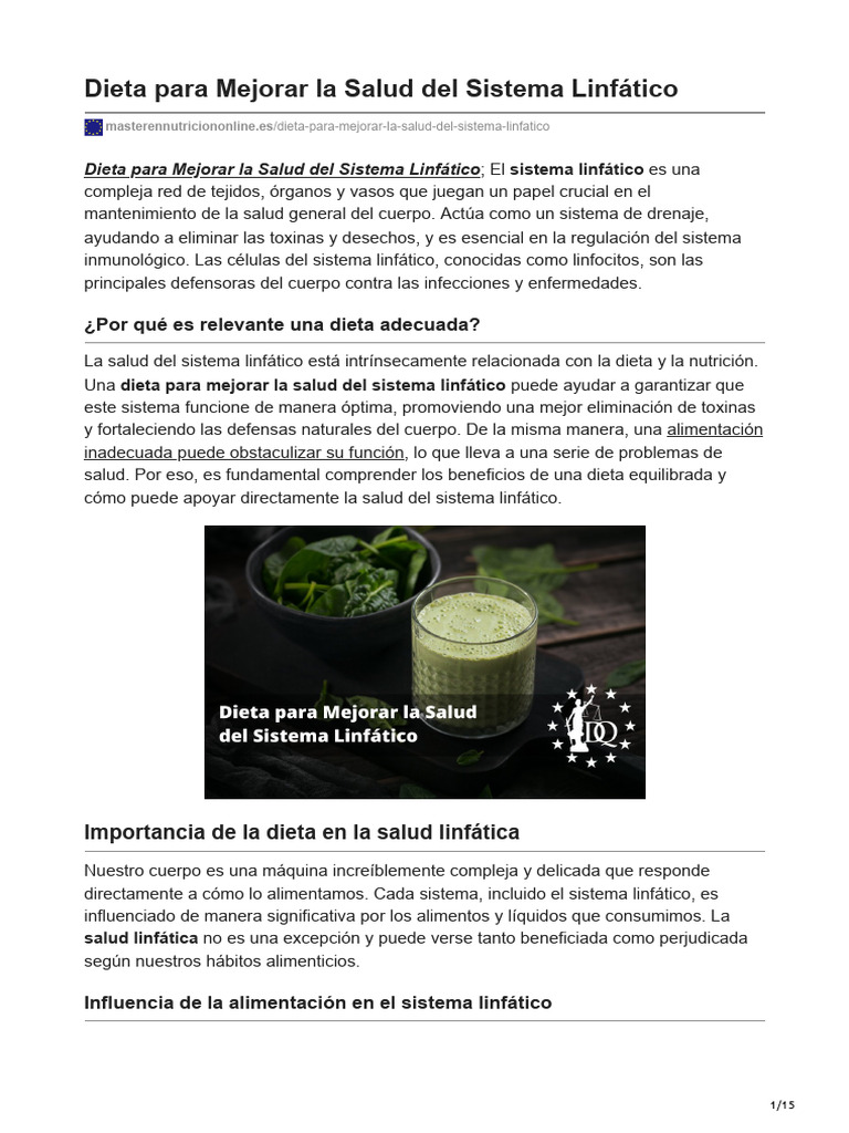 Dieta para la Salud Linfática Optimal | PDF | ensalada | Dieta