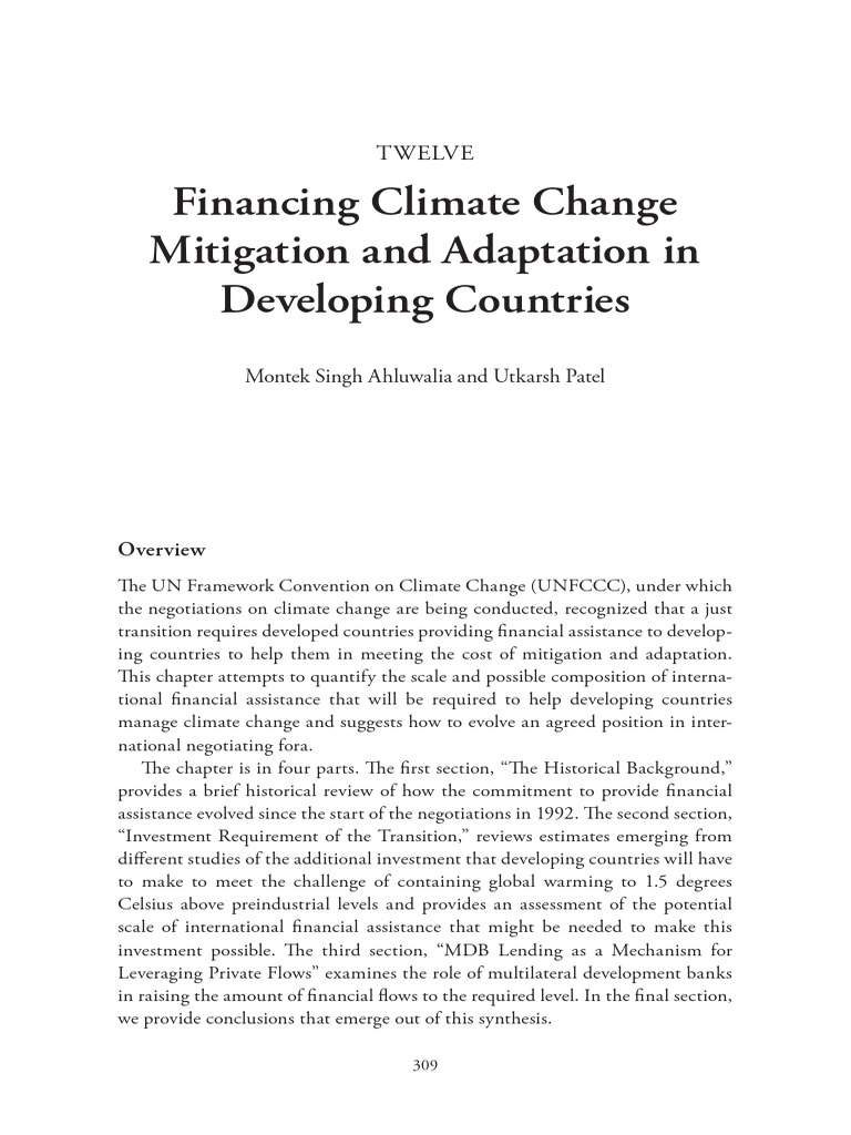 Financing Climate Change Mitigation and Adaptation in Developing ...