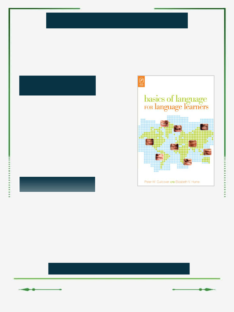 Basics of Language For Language Learners 2nd Edition Peter W. Culicover ...