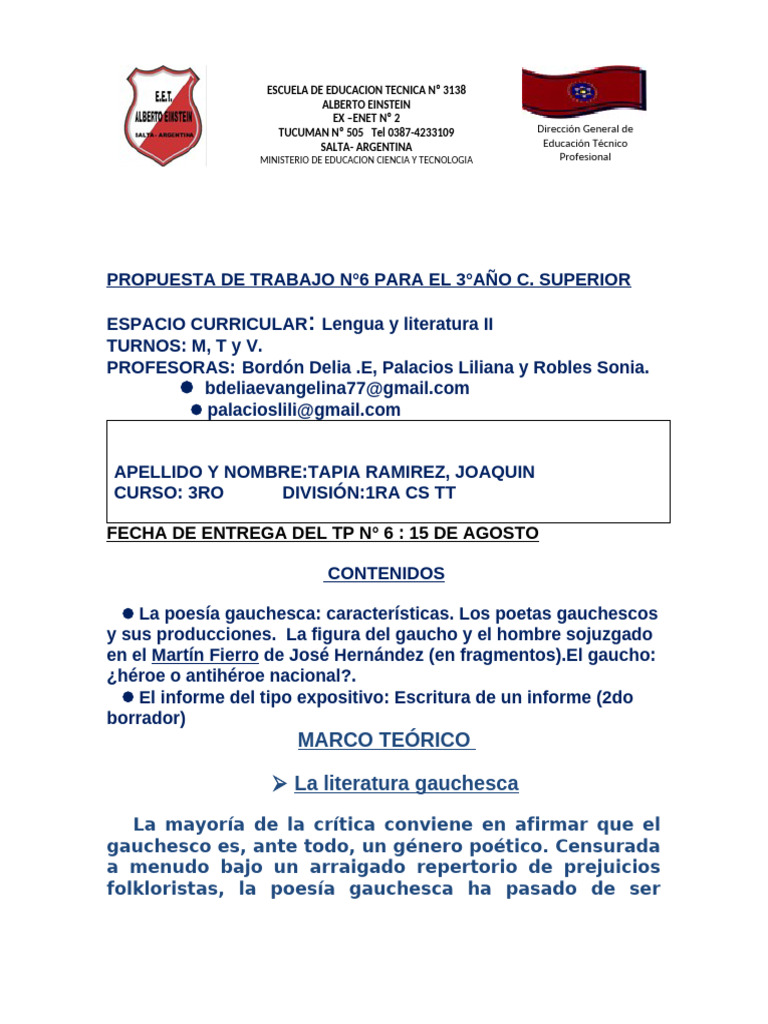 3° CS TP N° 6 TAREA HECHA | PDF