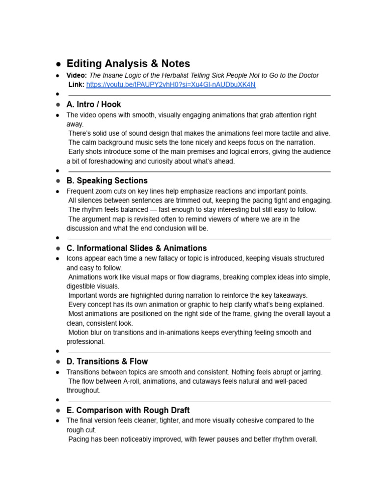 Editing Analysis & Notes | PDF | Fallacy