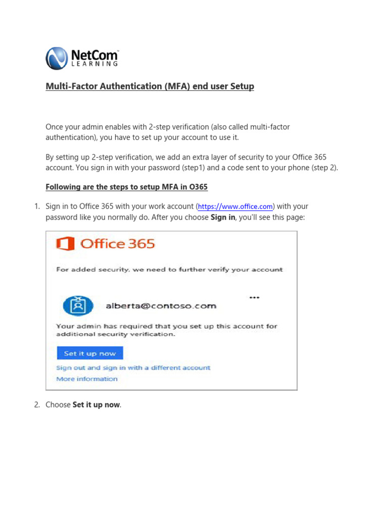 Multi-Factor Authentication (MFA) End User Setup: Following Are The ...