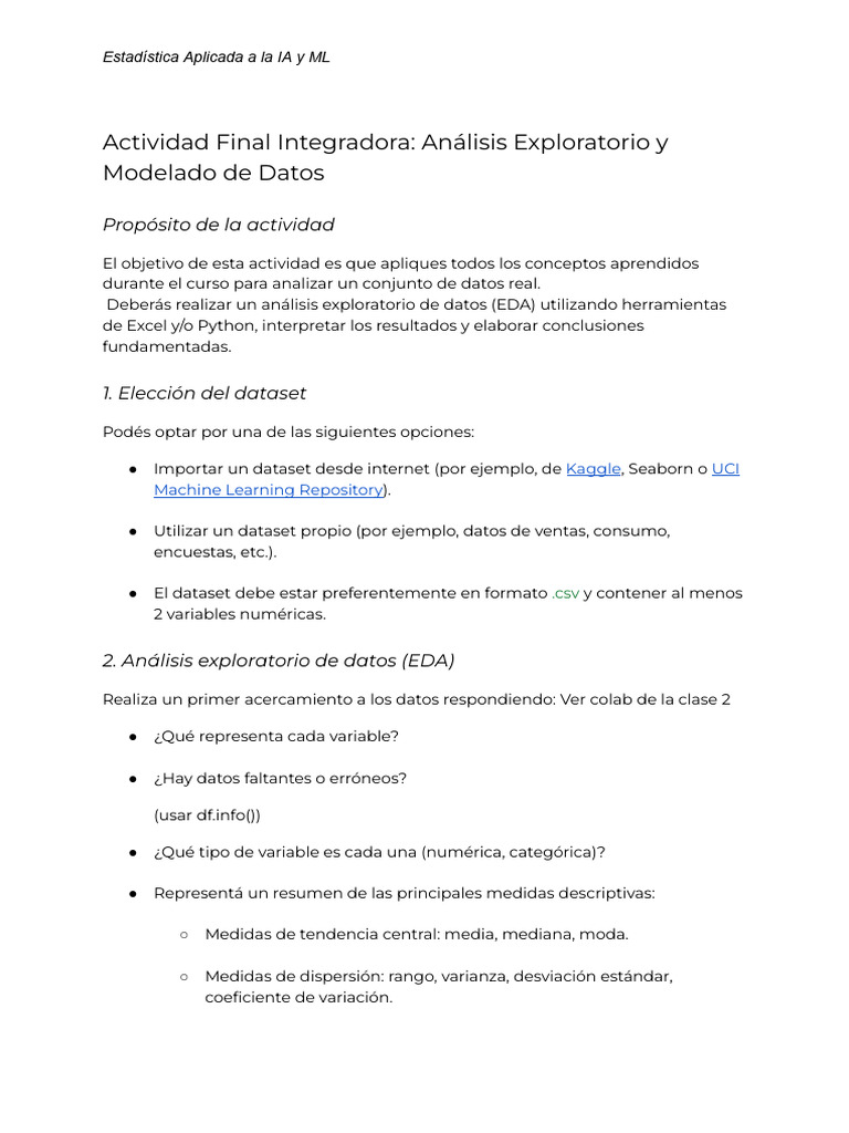 Análisis Exploratorio de Datos en IA | PDF | Análisis de regresión ...