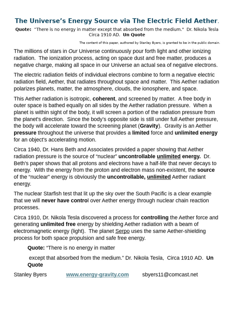 Aether: The Universe's Energy Source | PDF | Radiation | Outer Space