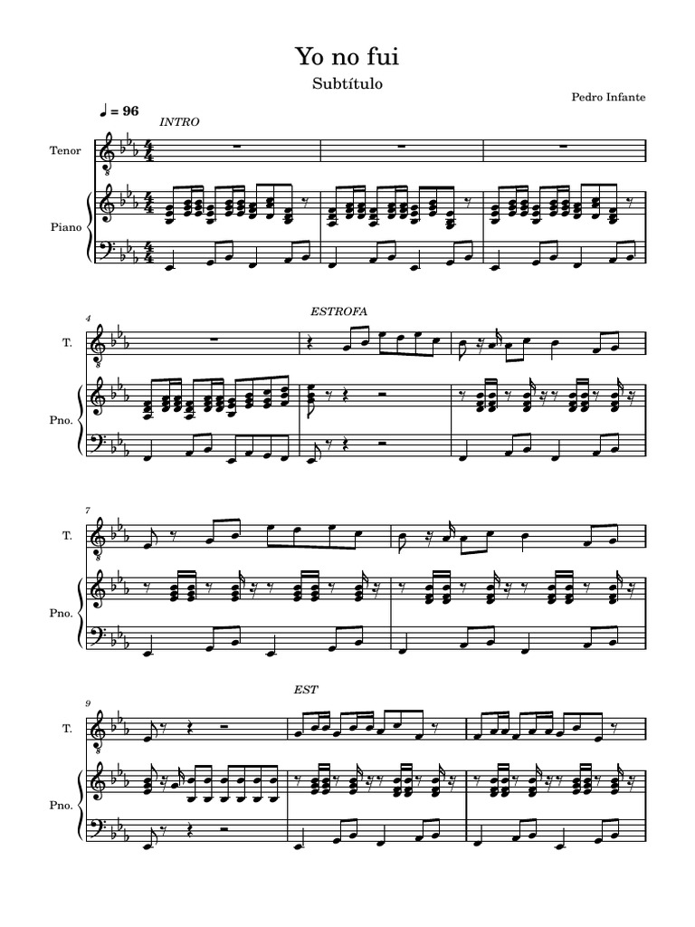 "Yo No Fui - Pedro Infante Sheet Music" | PDF