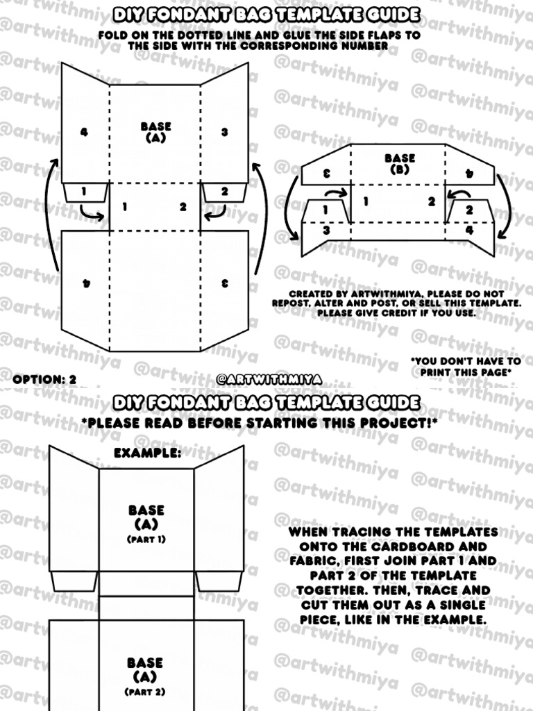 DIY Fondant Bag Template (Option 2) | PDF