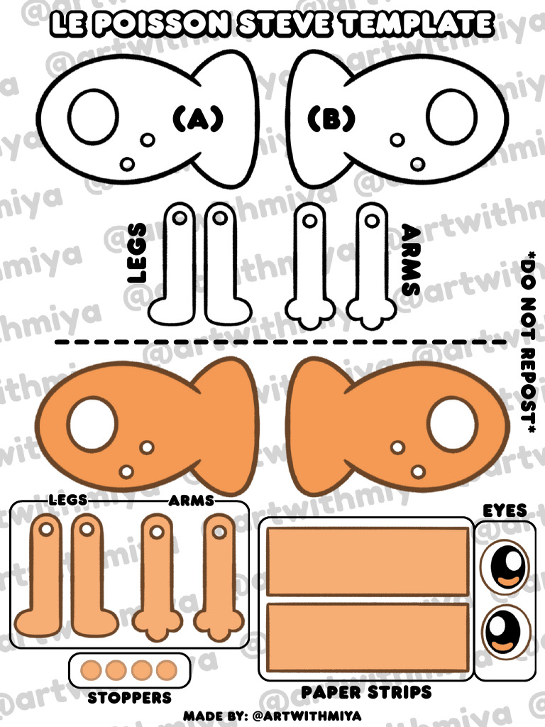 DIY Le Poisson Steve Template (Black & White + Color) (1) | PDF