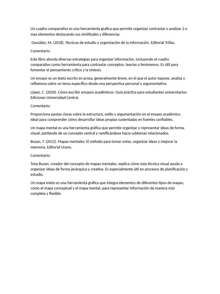 Un Cuadro Comparativo Es Una Herramienta Grafica Que Permite Organizar ...