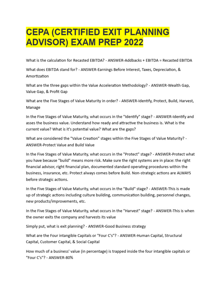 CEPA Exam Prep: Key Concepts & Strategies | PDF | Discounted Cash Flow ...