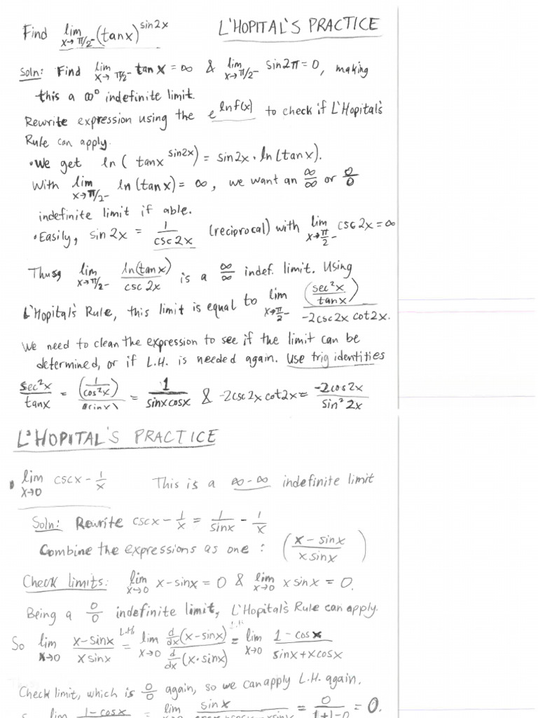 l'Hopitals Rule Practice 1 | PDF