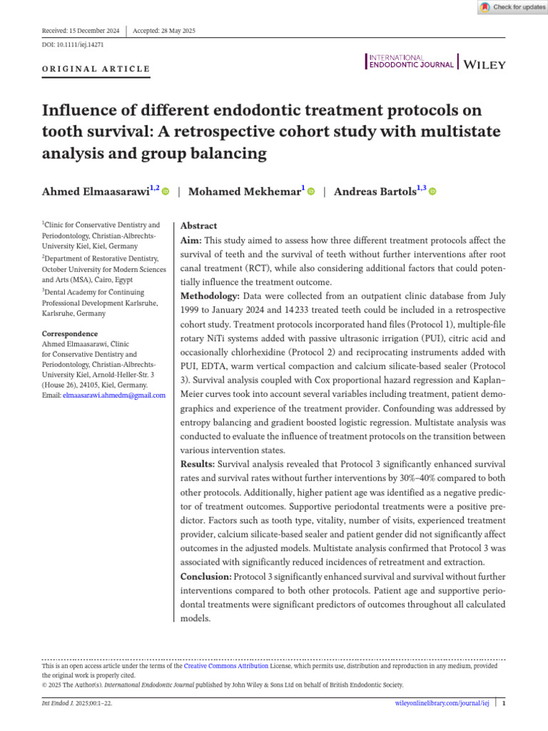Int Endodontic J - 2025 - Elmaasarawi - Influence of Different ...