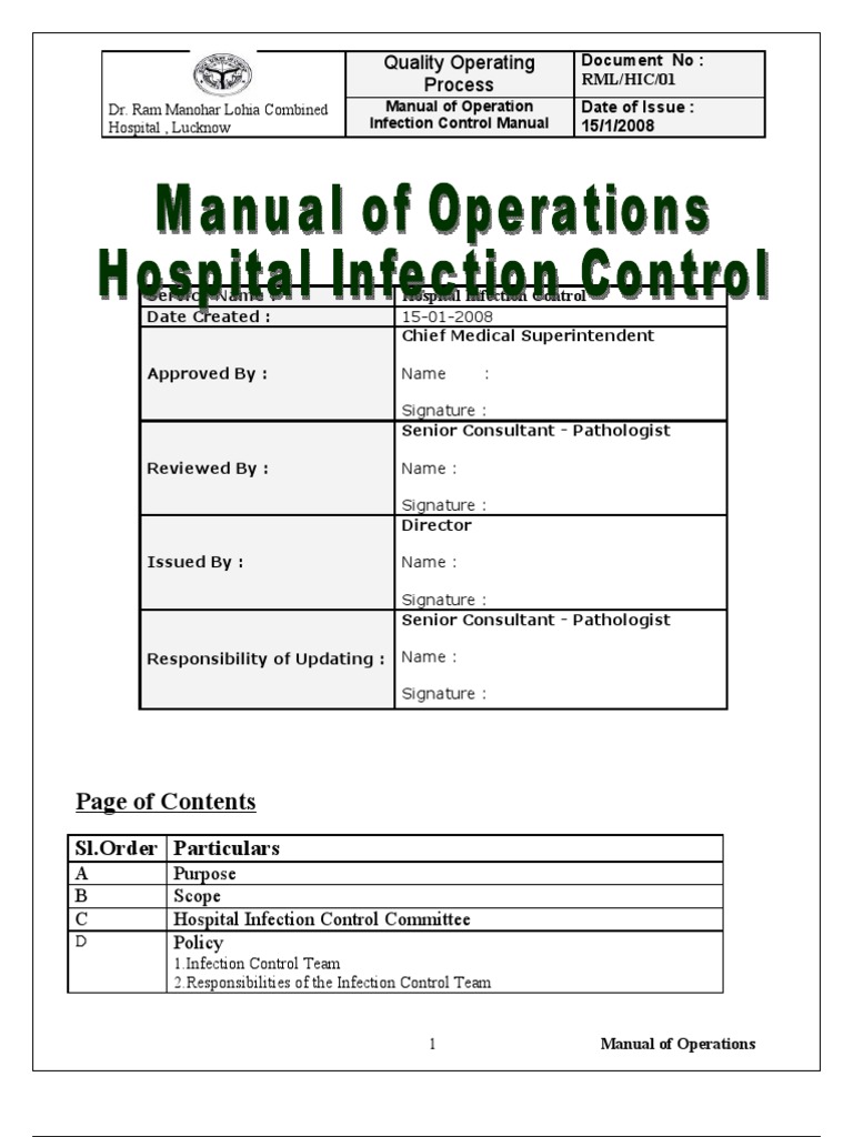 Infection Control Manual | PDF | Infection Control | Hand Washing