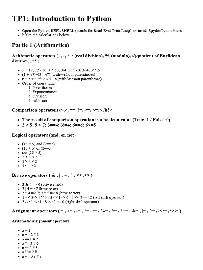 TP1 - Introduction To Python | PDF | Number Theory | Computer Programming