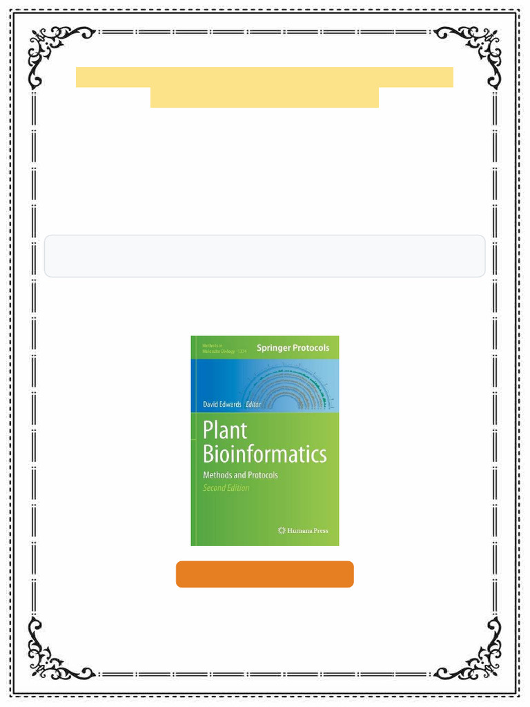 Plant Bioinformatics Methods and Protocols 2nd Edition David Edwards (Ed.) Fast Download | PDF ...
