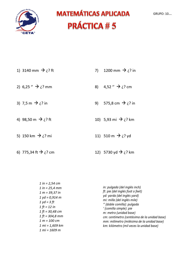 U1 - Práctica 5 - Conversiones Longitud | PDF