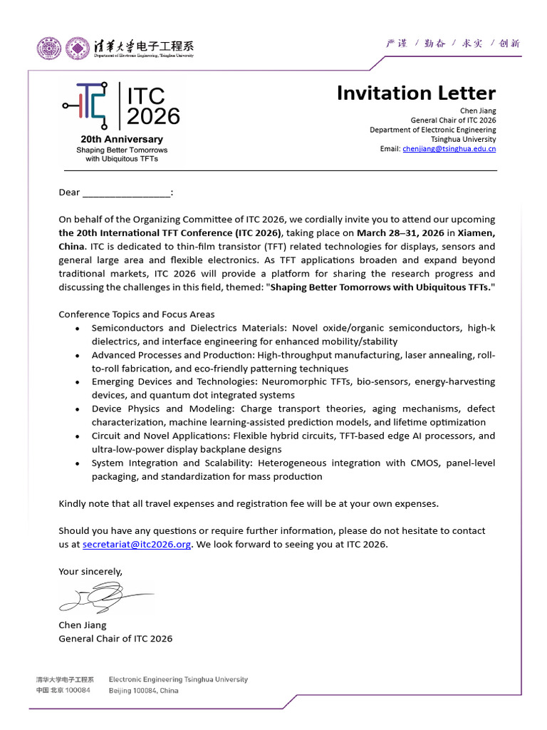 ITC 2026 Invitation Letter | PDF