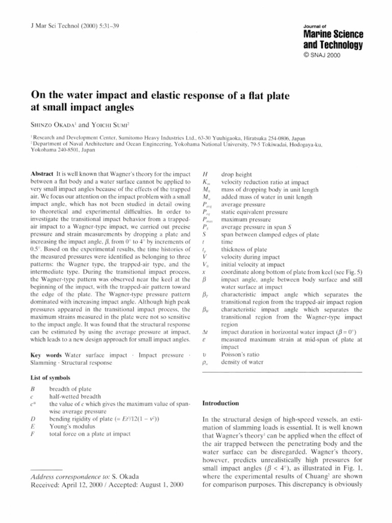 On the Water Impact and ---(S.okada) | PDF