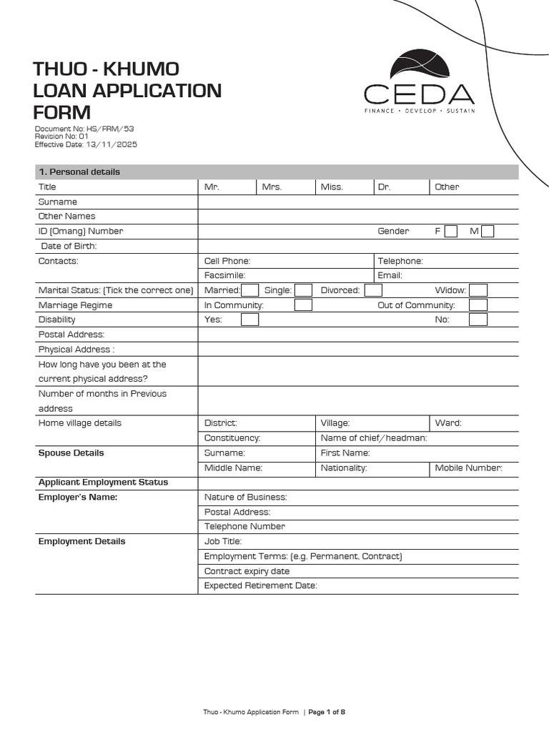 Thuo Khumo Loan Application Form | PDF | Loans | Mortgages