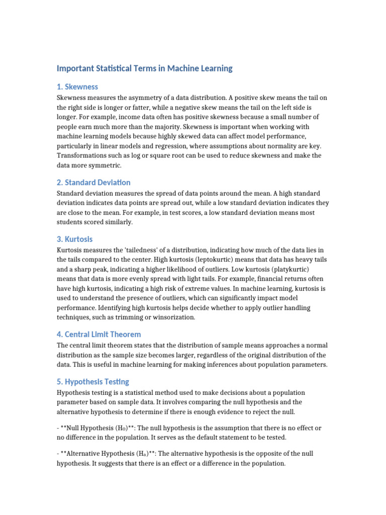 Statistical Terms in Machine Learning | PDF | P Value | Null Hypothesis
