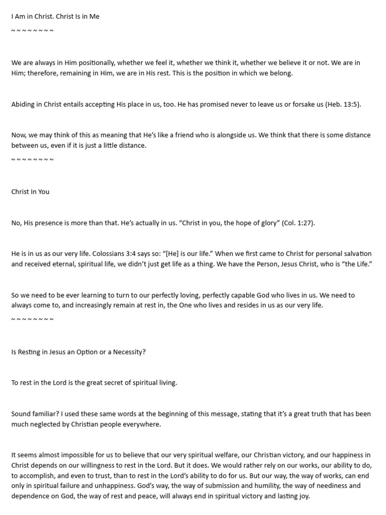 I Am in Christ, Christ is in Me | PDF | Jesus | Spirituality