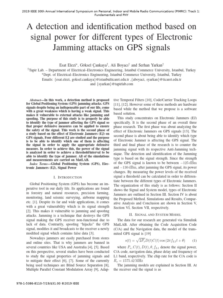 GPS Jamming Detection via Signal Power | PDF | Antenna (Radio) | Global ...