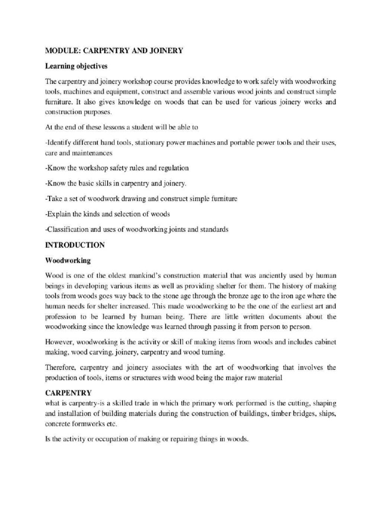 Introduction to Carpentry and Joinery | PDF