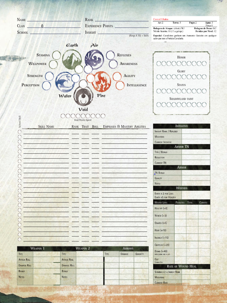 L5R 4th Edition Character Sheet | PDF
