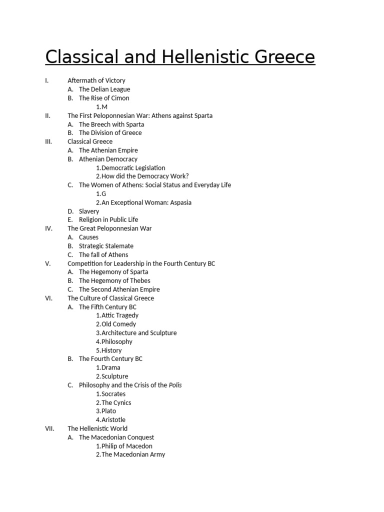 03.classical and Hellenistic Greece Outline | PDF