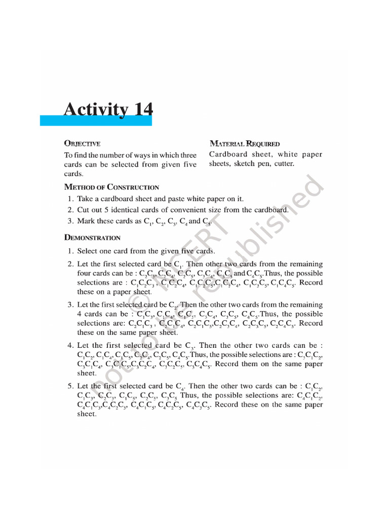 Activity- 4 Permutations and Combinations | PDF