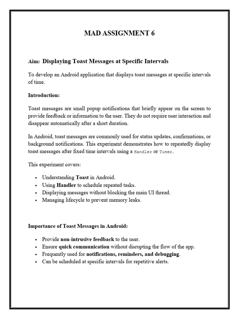 Mad Assign 6 | PDF | Android (Operating System) | Mobile App