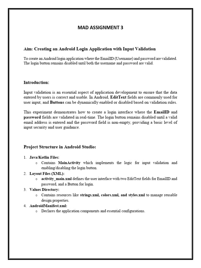 Mad Assign 3 | PDF | Mobile App | Android (Operating System)