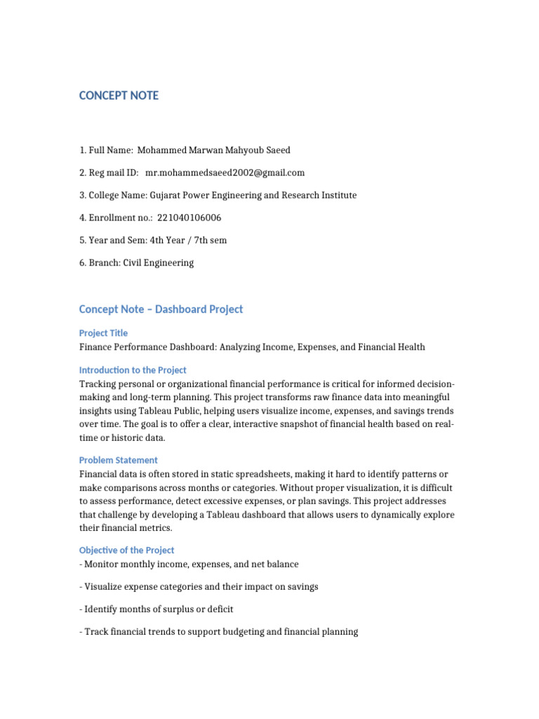 Download Finance Dashboard Concept Note | PDF | Information Science