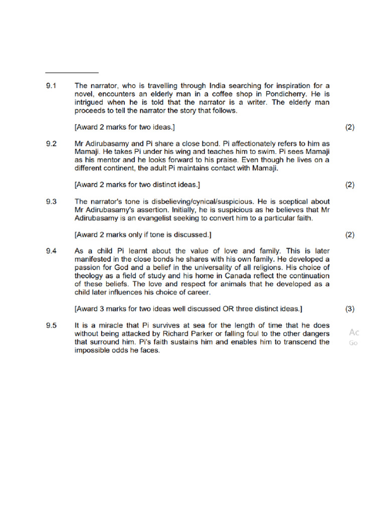 Life of Pi Contextual Questions Guide | PDF