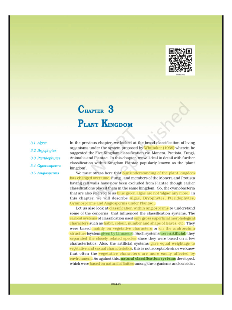 Plant Kingdom Annotated NCERT | PDF