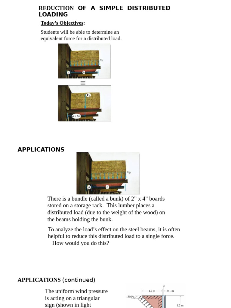 Equivalent Force for Distributed Loads | PDF | Area | Force