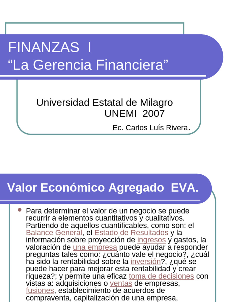 Finanzas I- Eva | PDF | Contabilidad | Business