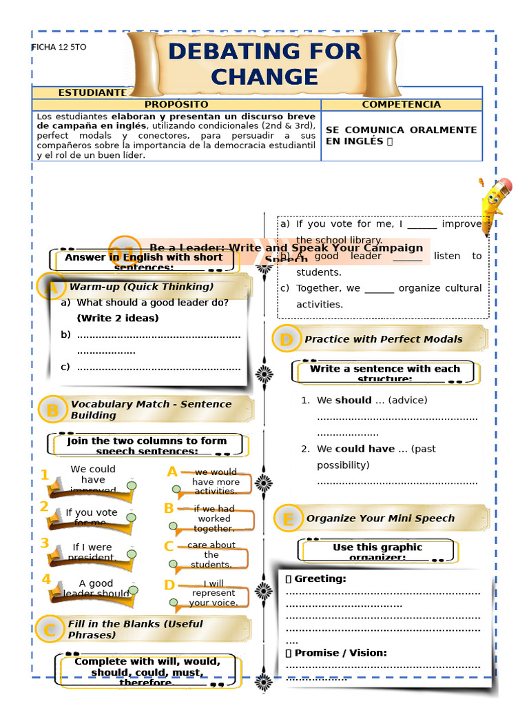 FICHA 12 _ A2 _ Final Campaign Speech! | PDF | Linguistics
