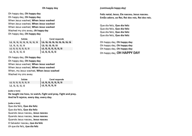 Letra da Música "Oh Happy Day" | PDF