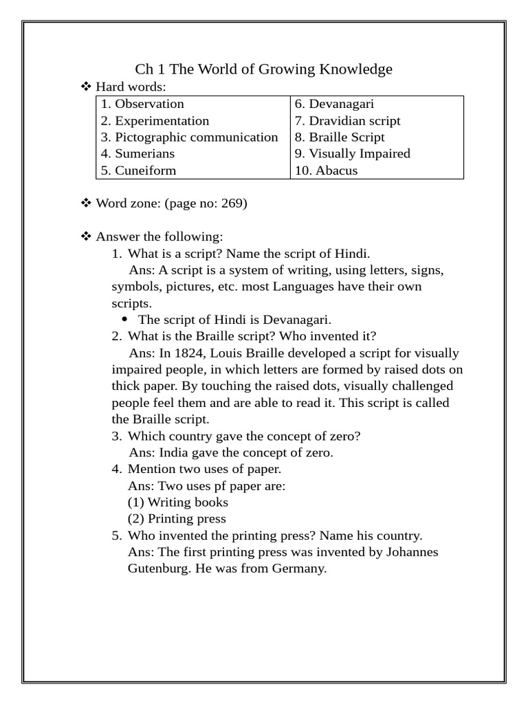 Class 5 CH 1 Sem 2 Notes | PDF