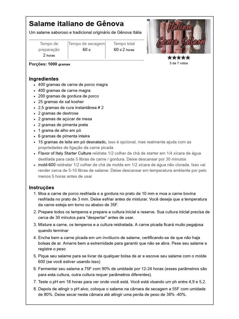 Italiano Genoa Salami - 2 Caras e Um Refrigerador | PDF