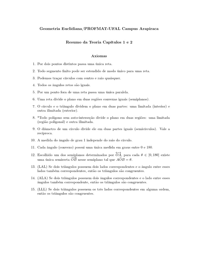 Resumo Exercicios Cap 1 e 2 | PDF | Triângulo | Polígono