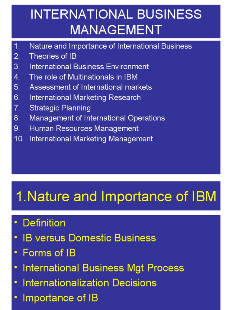International Business Management | PDF | Strategic Management ...