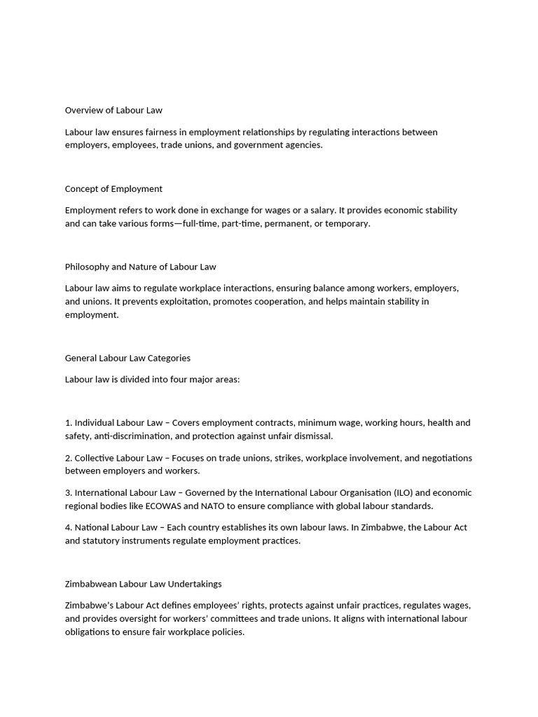 Overview of Labour Law | PDF | Occupational Safety And Health | Labour Law