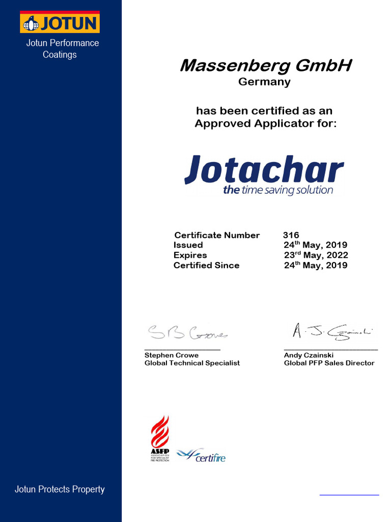 Jotachar Zertifikat 316 | PDF