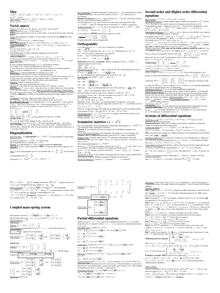 2011 12 13 - Math 54 - Mod of Peyam Cheat Sheet | PDF | Eigenvalues And Eigenvectors | Basis ...