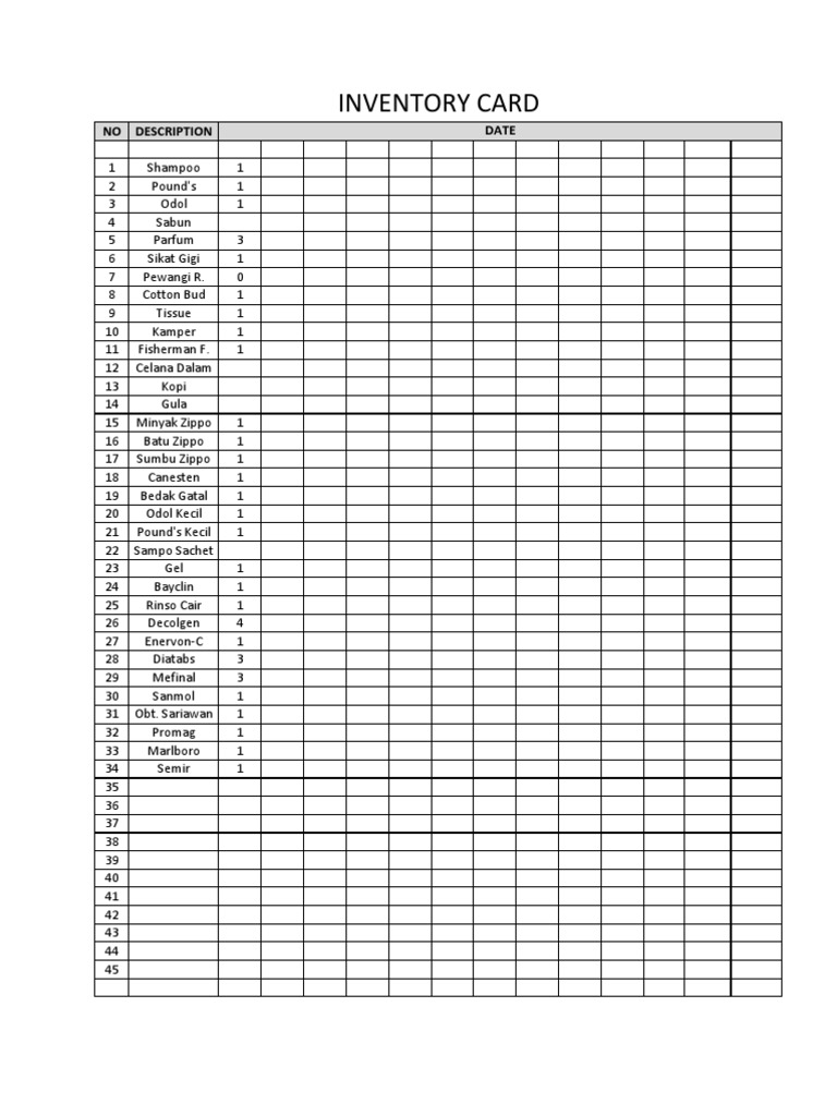 Inventory Card | PDF