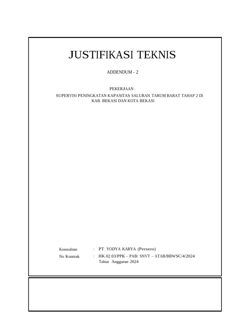 Justifikasi Teknis Saluran Tarum Barat | PDF