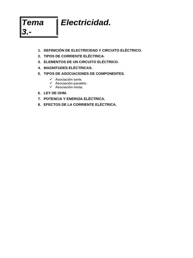 TEMA 3 - Electricidad 23-24 Subray | PDF | Corriente eléctrica ...