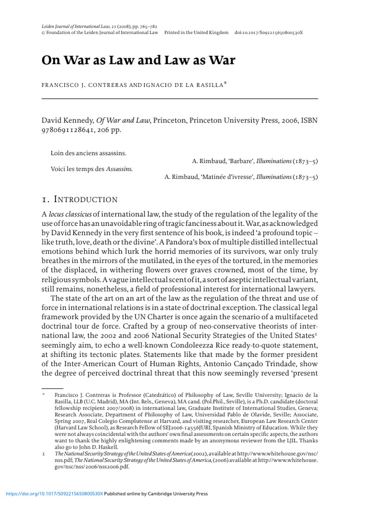 On War As Law and Law As War | PDF | International Law | Justice